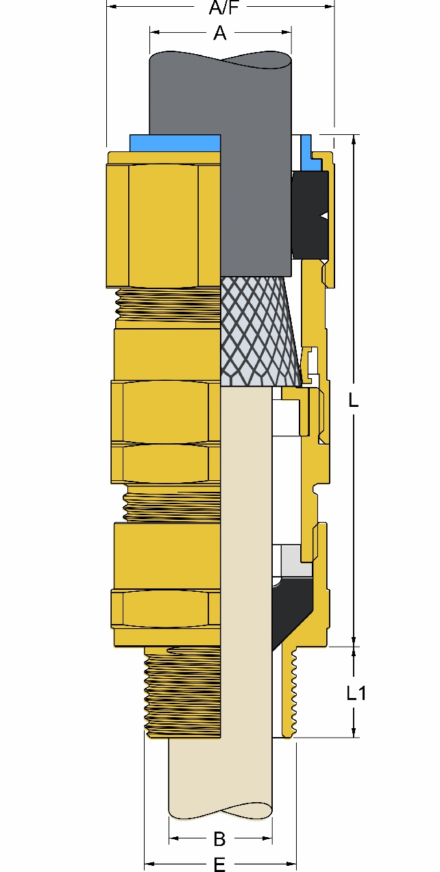 E1X INDUSTRIAL CABLE GLAND - Cabex Electrical Components